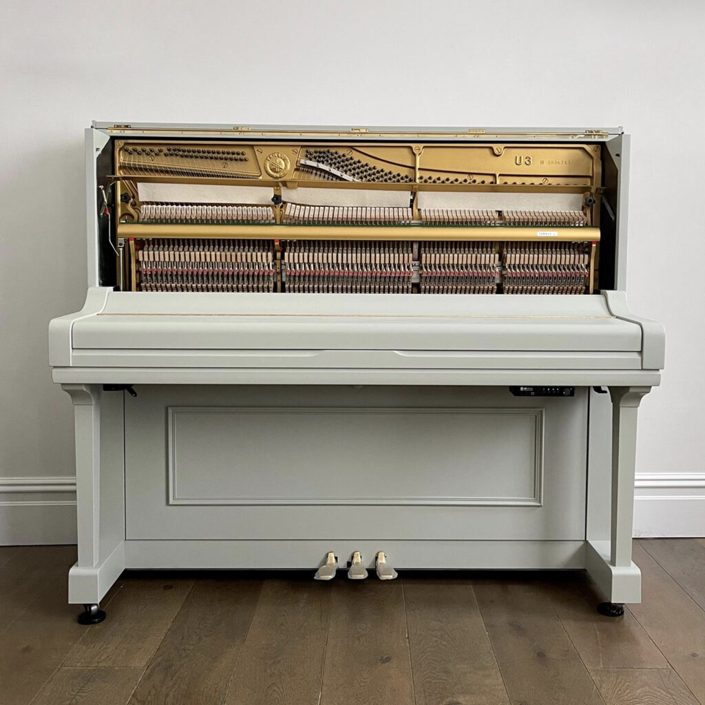 Yamaha U3 Traditionally Styled Painted Upright Piano, Blue Grey