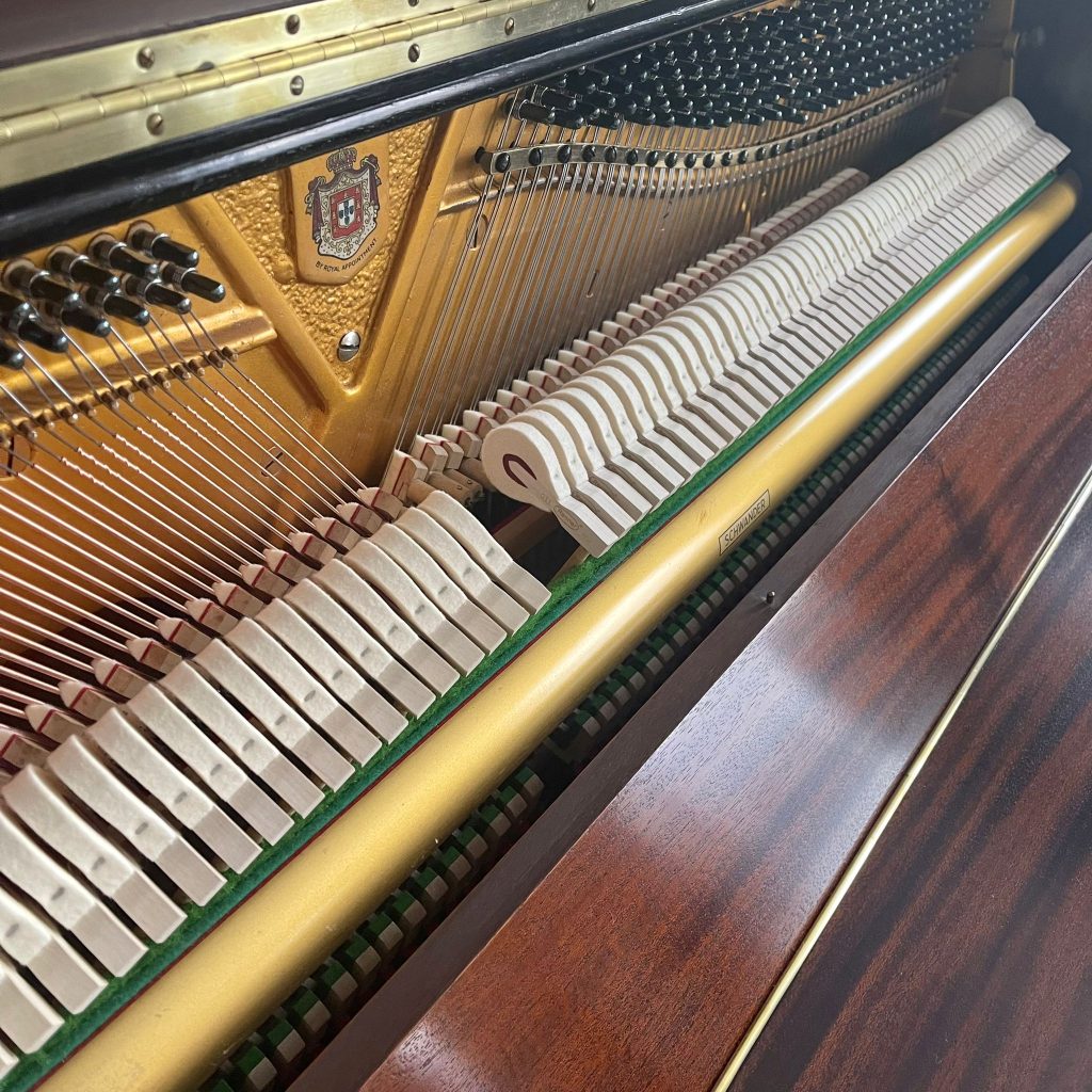 Challen Upright Piano, French Polished Dark Mahogany -The Piano Shop Bath