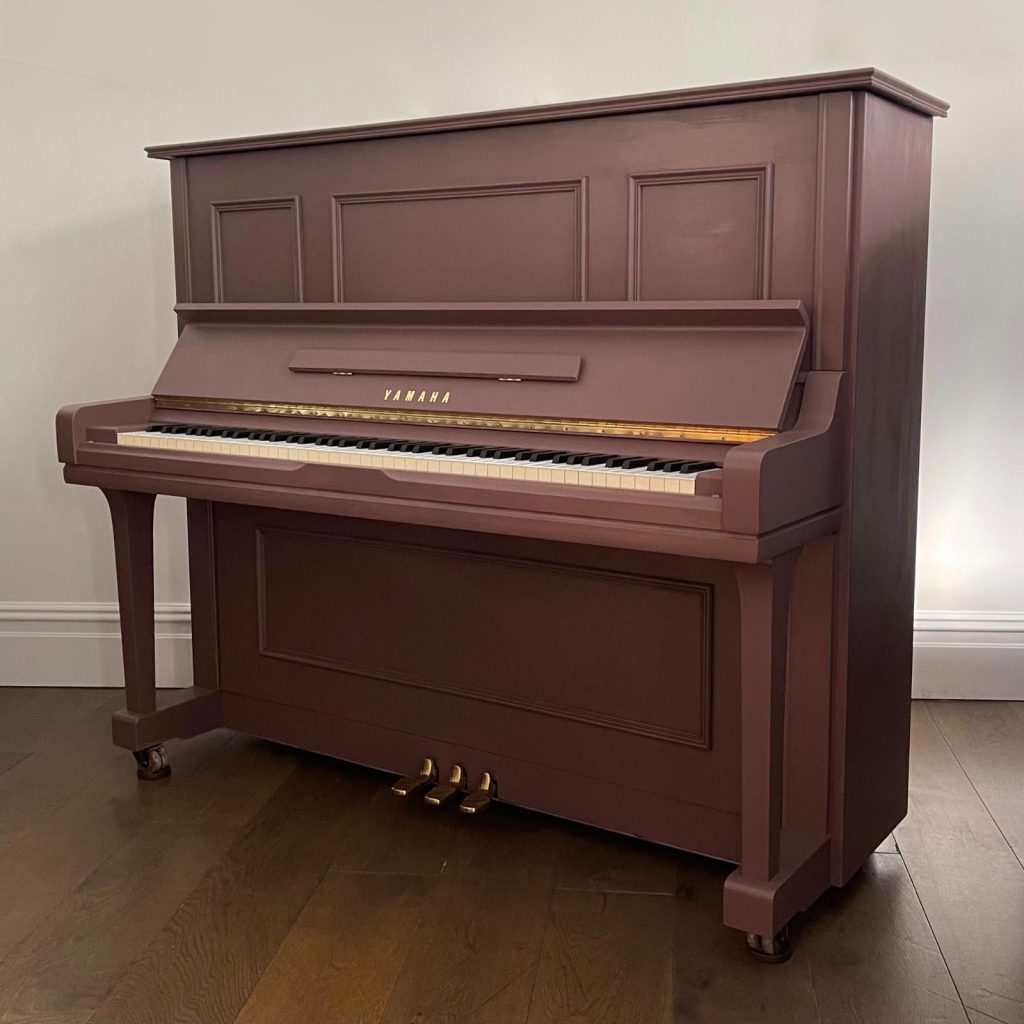 Yamaha U3AS Upright Piano, Painted in Plum Brandy - The Piano Shop Bath