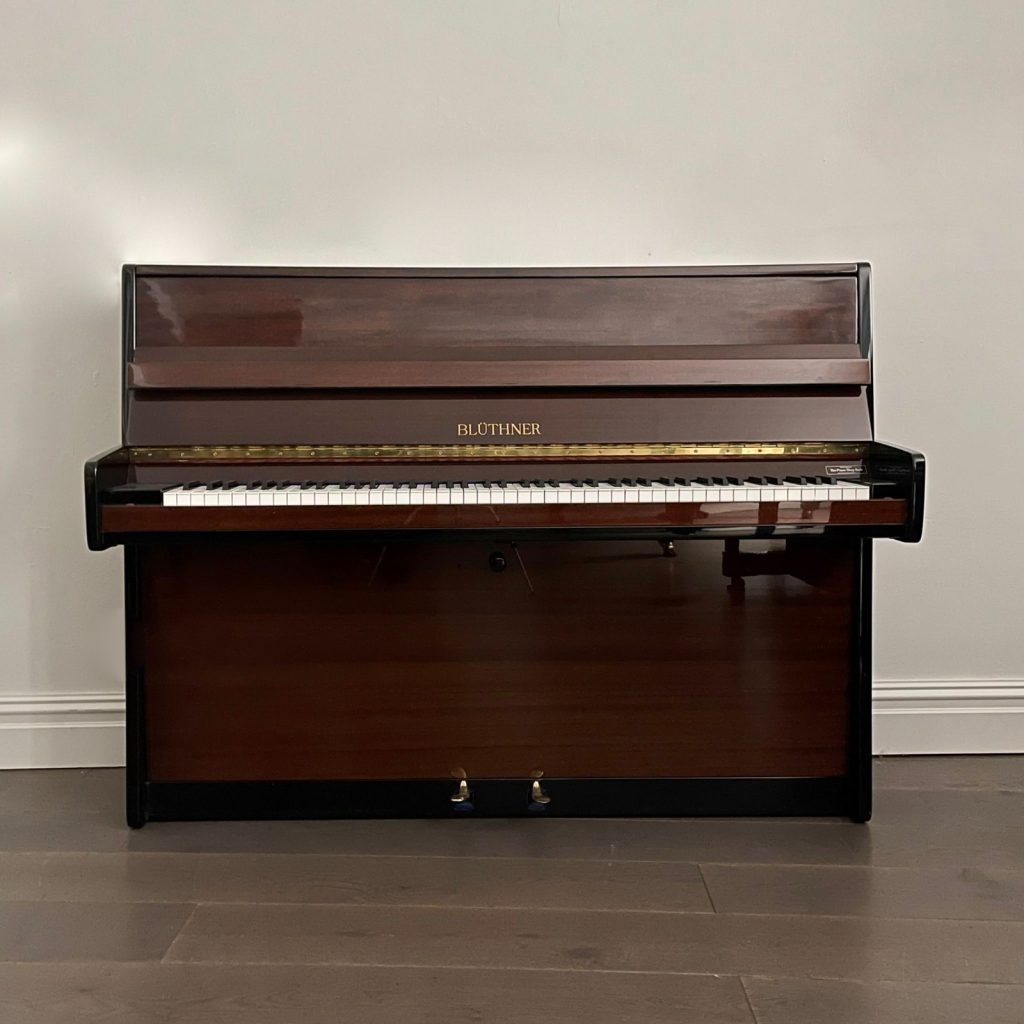 Bluthner Upright Piano, Mahogany and Black Gloss - The Piano Shop Bath